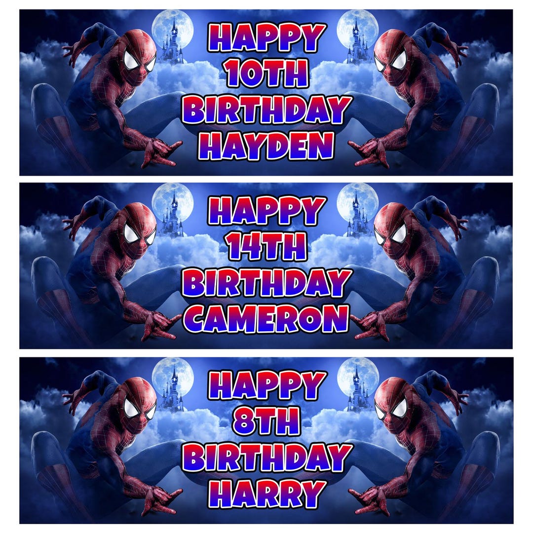 SPIDERMAN Personalised Birthday Banners Marvel Comics Personalised ...