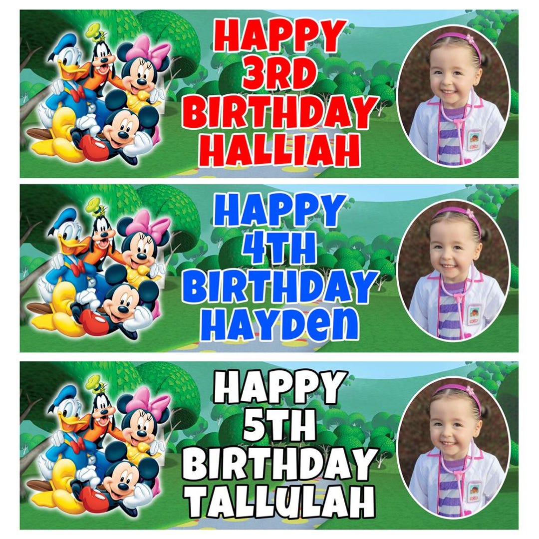 MICKEY MOUSE CLUBHOUSE Personalised Birthday Photo Banners Disney ...