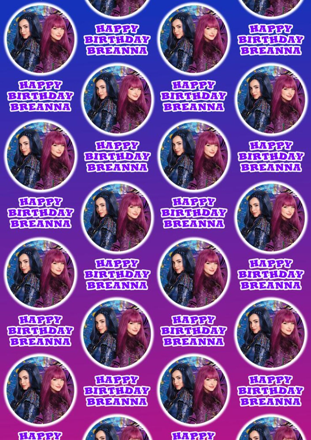 DESCENDANTS Personalised Birthday Wrapping Paper Disney Descendants ...