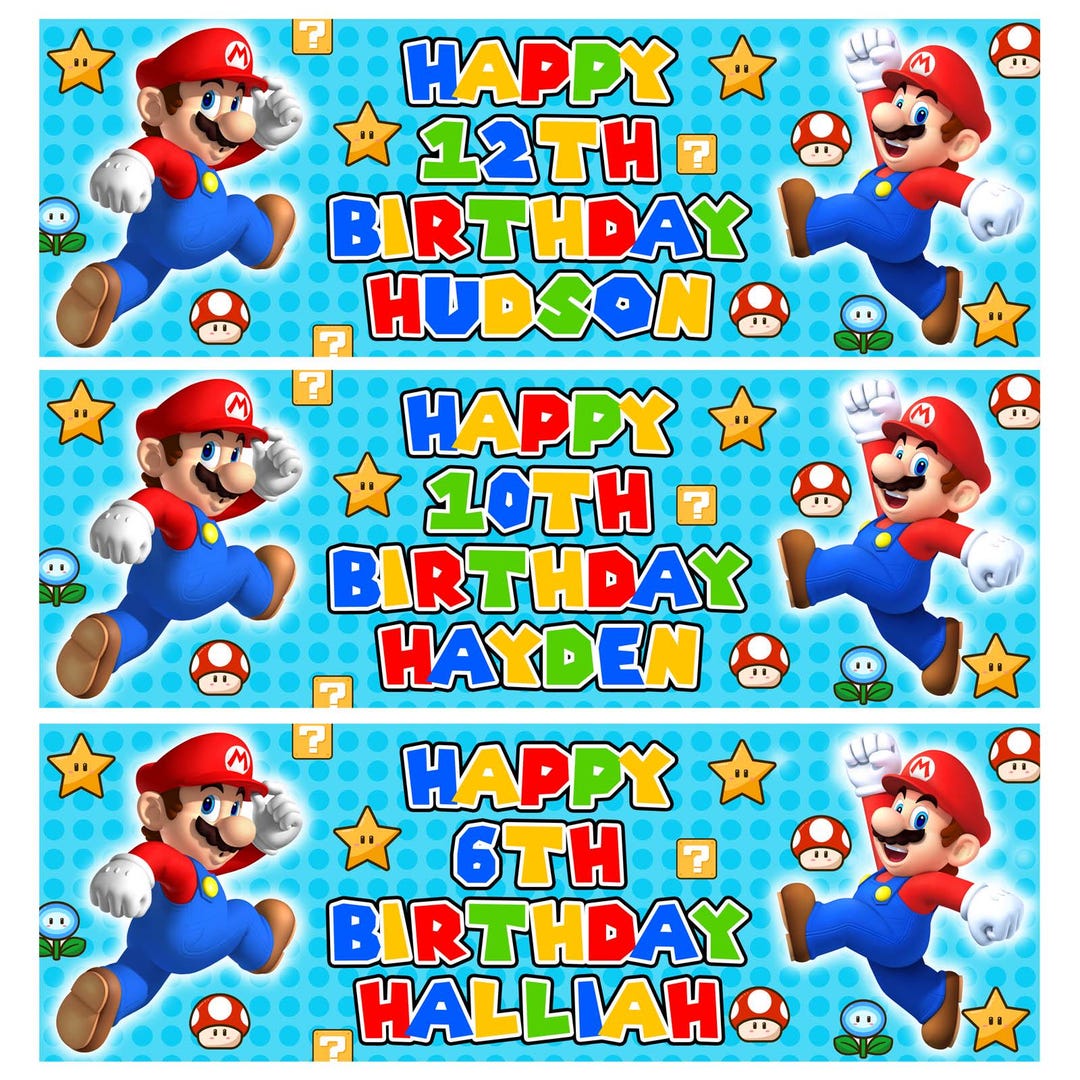 SUPER MARIO Personalised Birthday Banners Super Mario Personalised ...