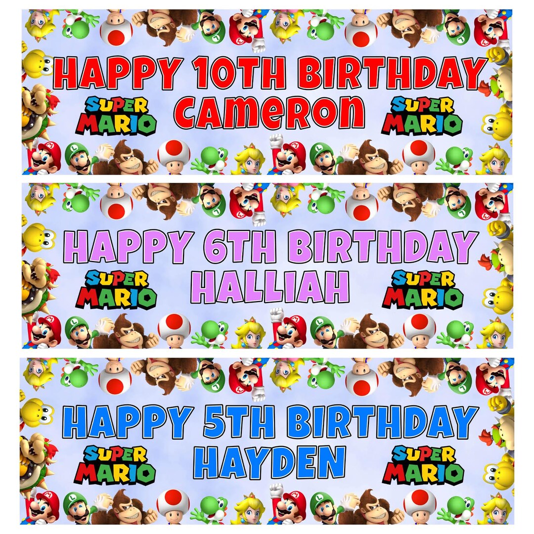 SUPER MARIO Personalised Birthday Banners Super Mario Personalised ...
