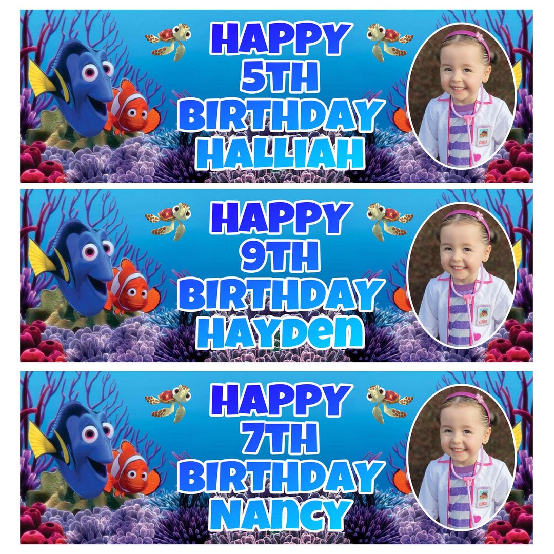 FINDING NEMO Personalised Birthday Photo Banners Disney Finding Nemo ...