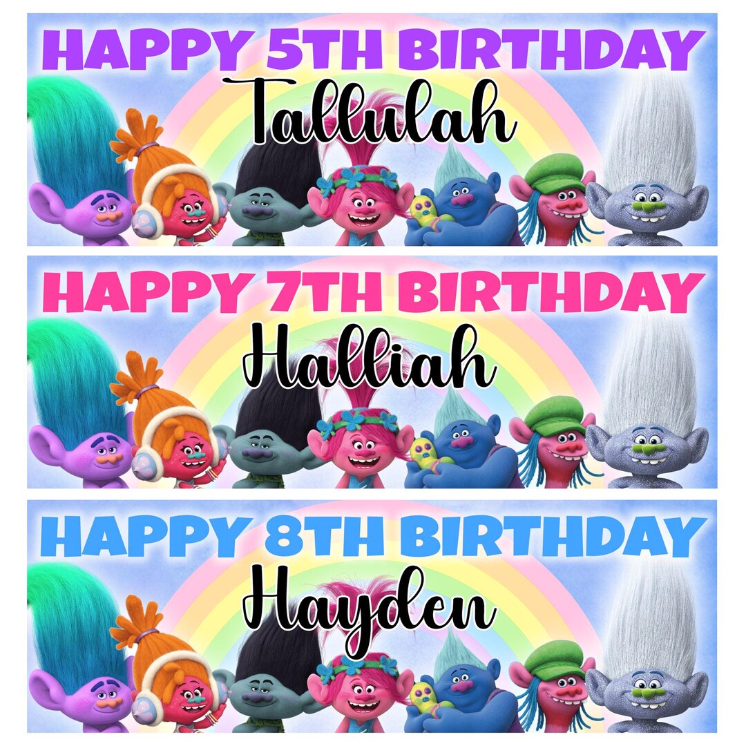 TROLLS Personalised Birthday Banners Trolls Movie Personalised Banner ...
