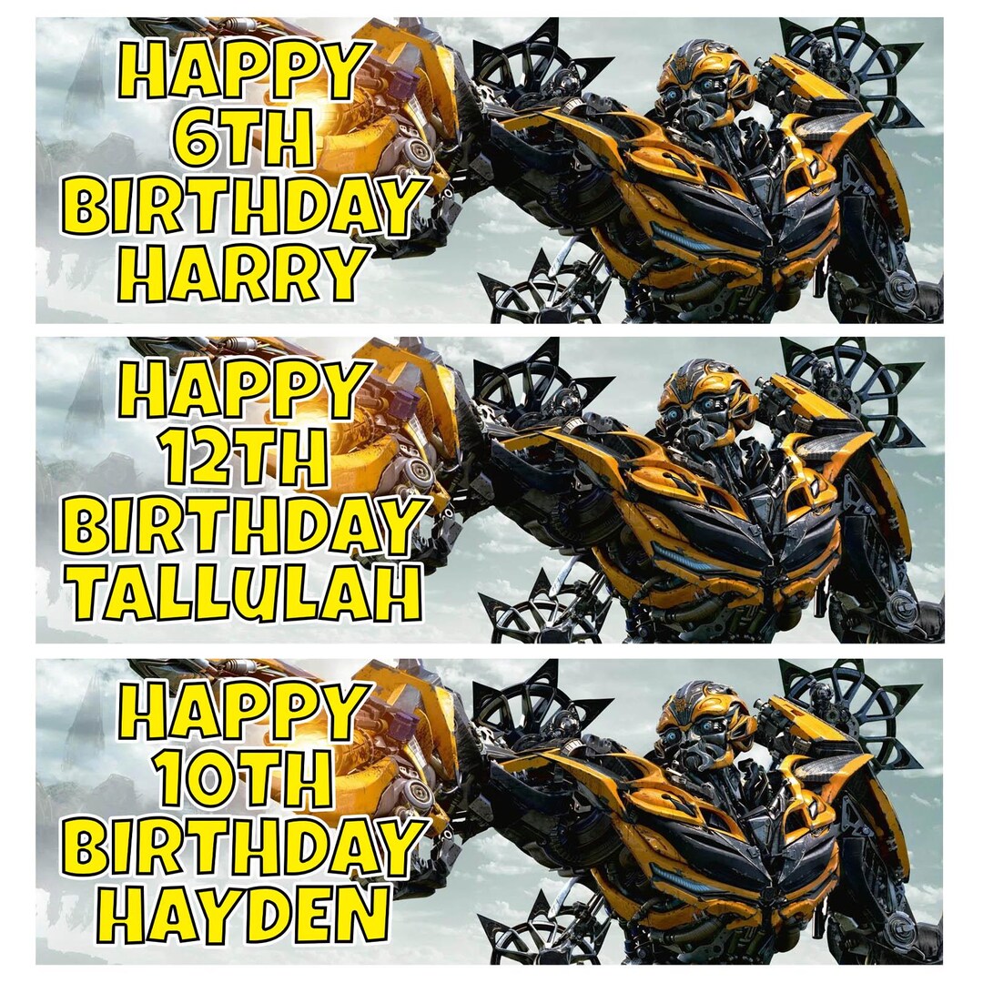 TRANSFORMERS Personalised Birthday Banners Bumblebee Personalised ...
