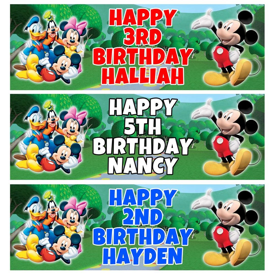 MICKEY MOUSE CLUBHOUSE Personalised Birthday Banners Disney Mickey ...