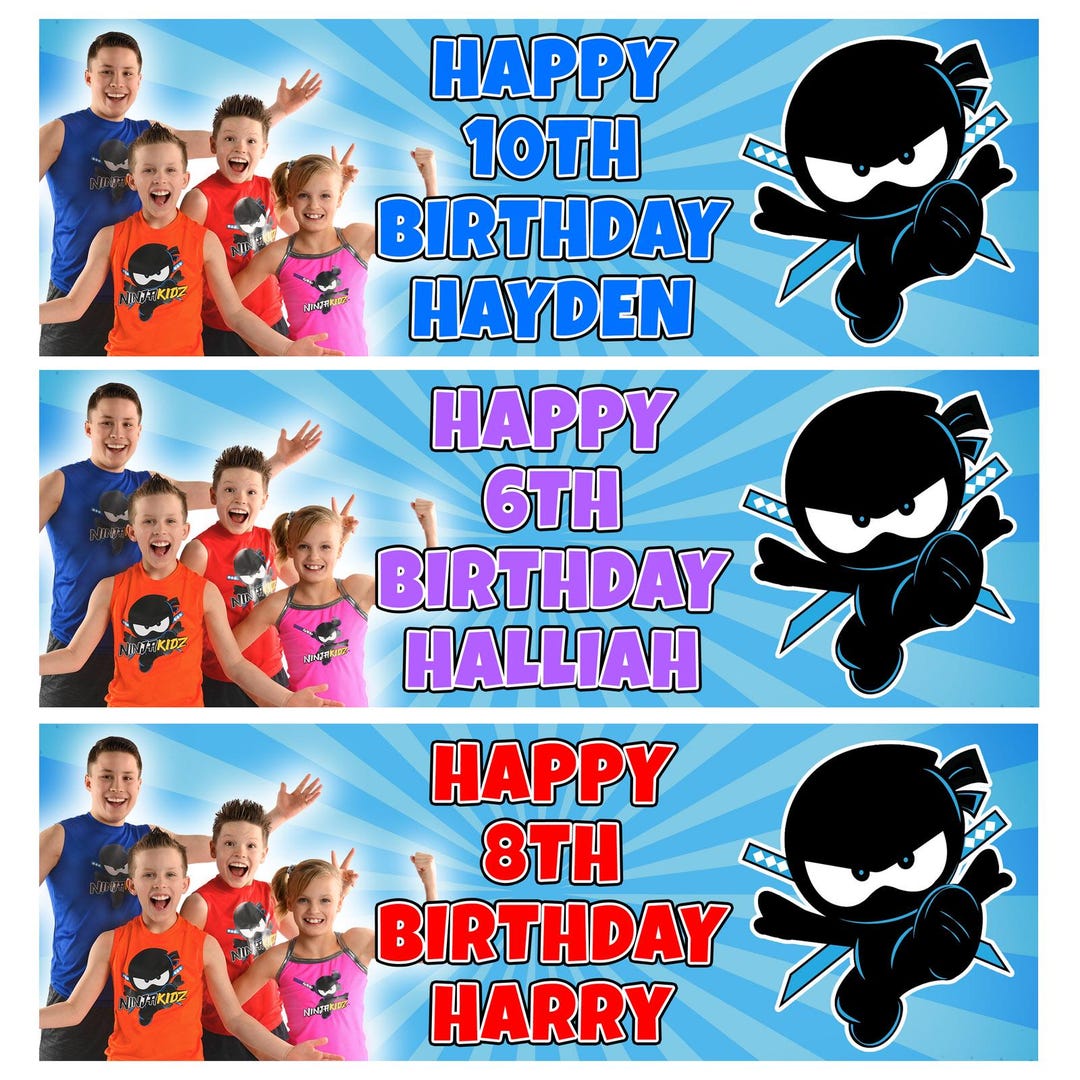 NINJA KIDS Personalised Birthday Banners Ninja Kids Personalised Banner ...