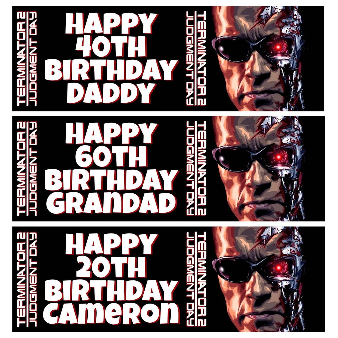 TERMINATOR Personalised Birthday Banners Terminator Personalised Banner ...