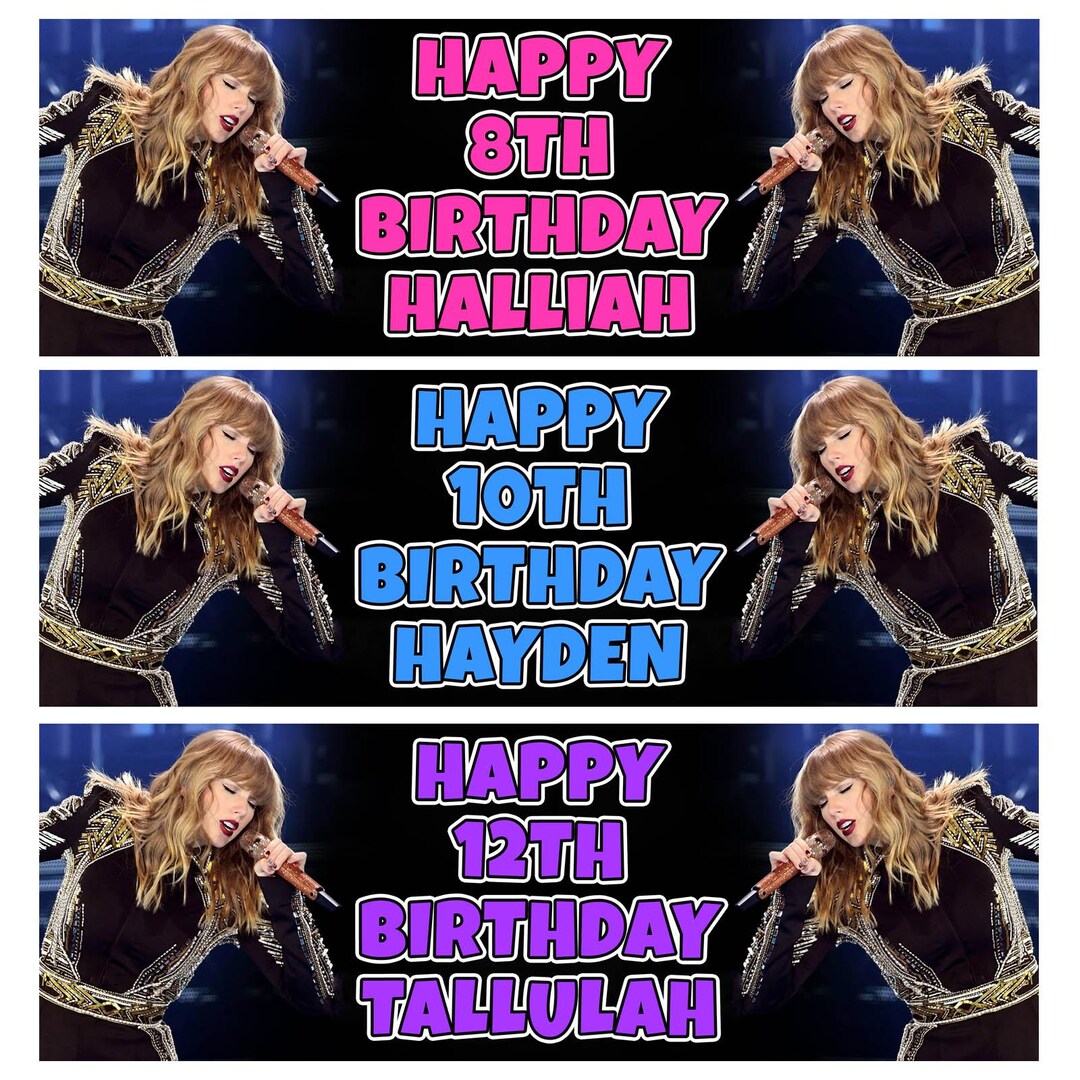 TAYLOR SWIFT Personalised Birthday Banners Taylor Swift Personalised ...