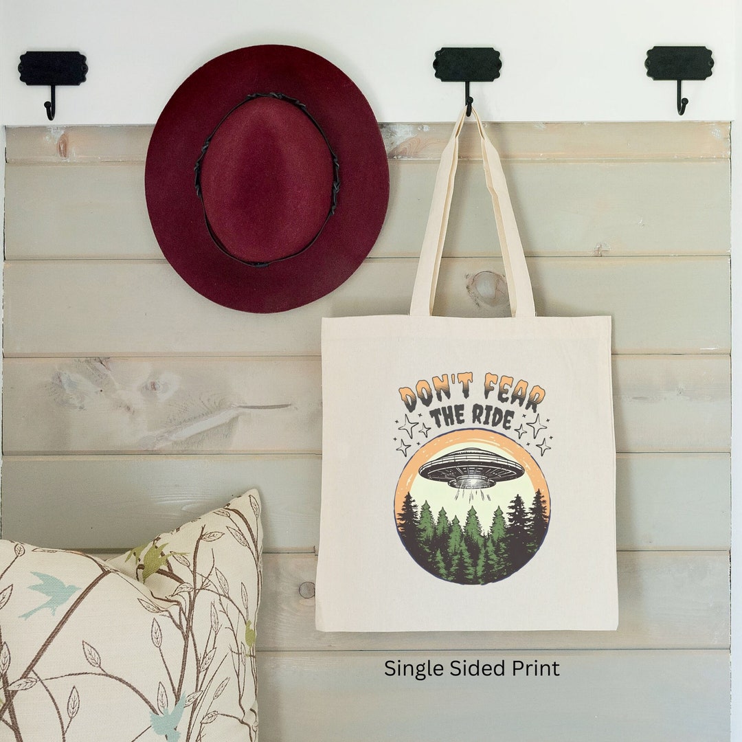 Alien UFO Reusable Tote Bag for Shopping Funny Alien Gift Canvas Tote ...