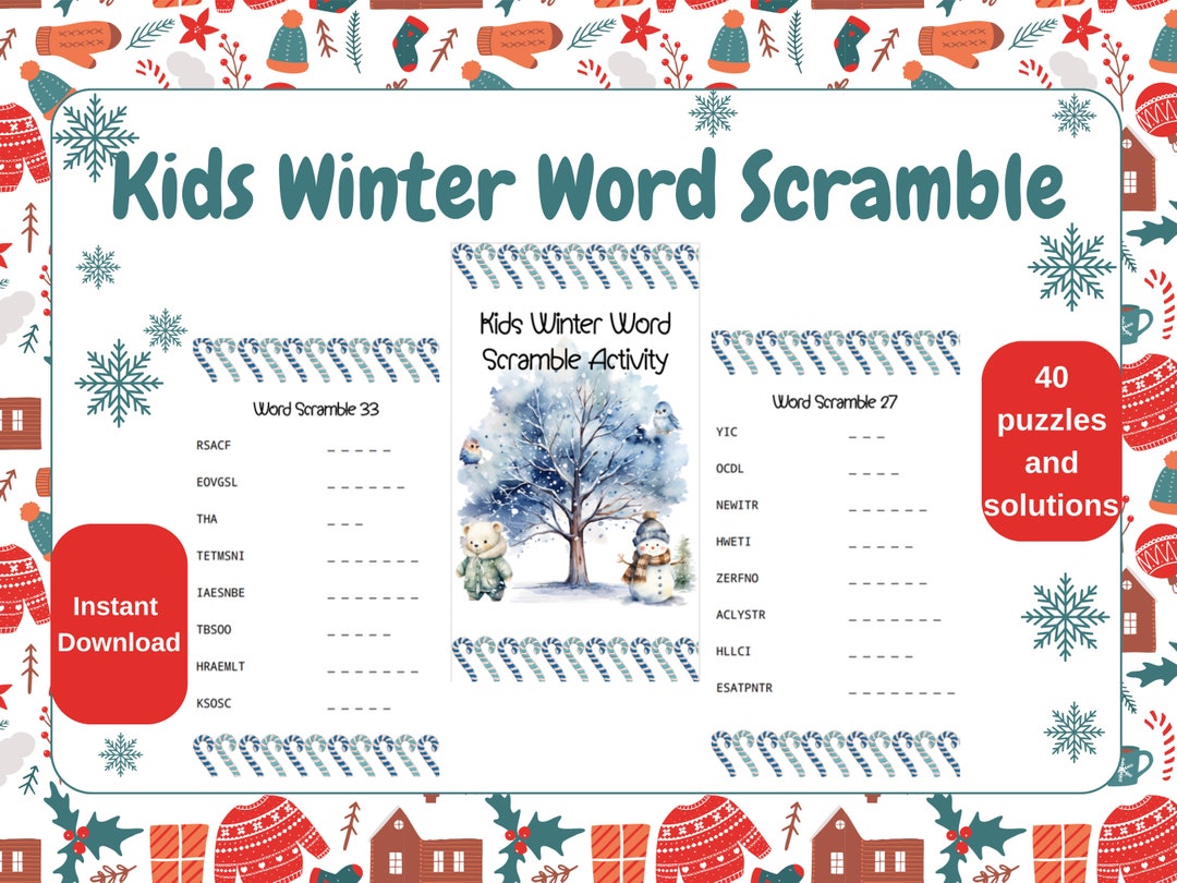 Kids Winter Word Scramble Activity Book Instant Download - Etsy