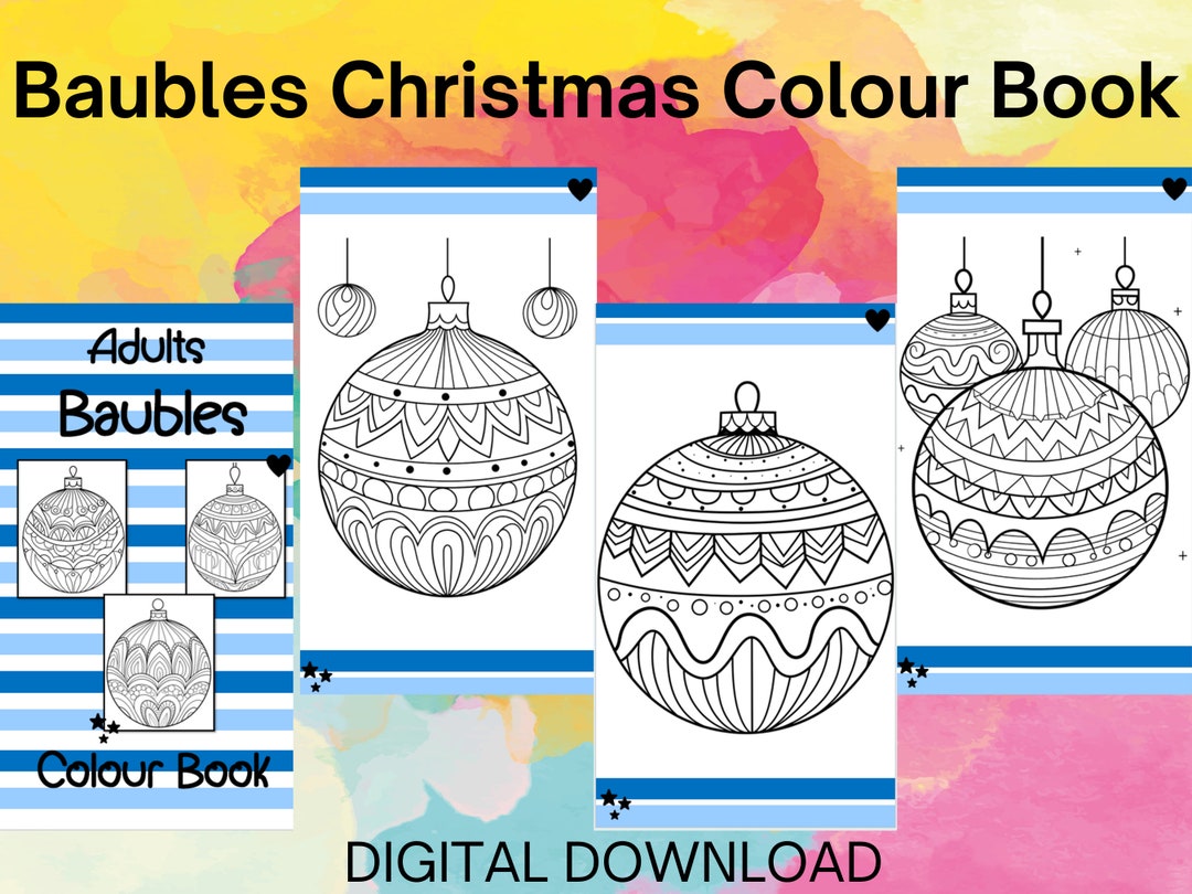 Adults Christmas Themed Baubles Colouring Book, Mindfulness, Relaxing ...