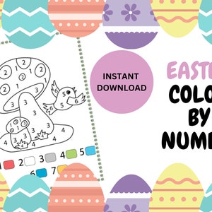 Easter Color by Number, Printable Easter Activity, Easter Activity for ...