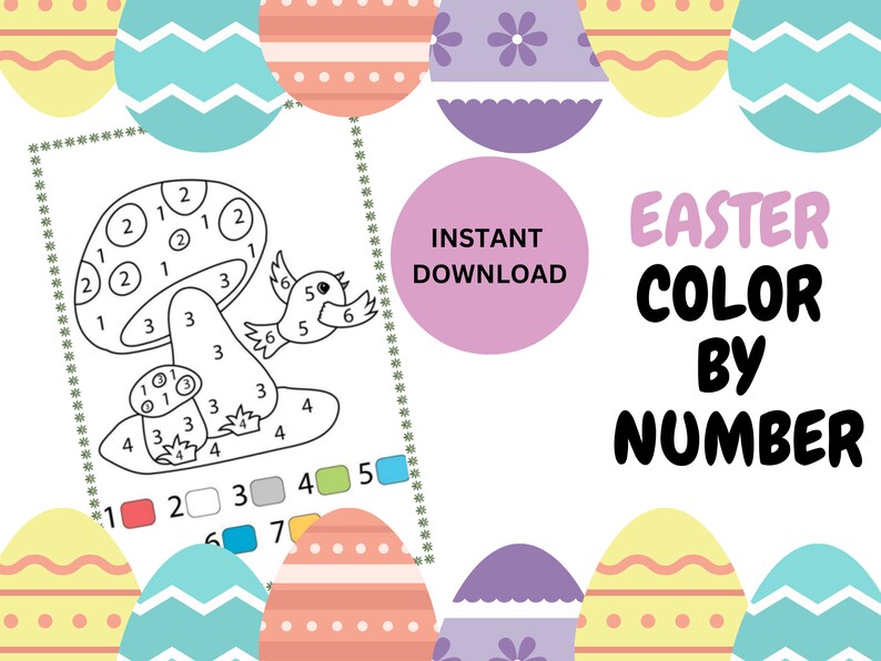 Easter Color by Number, Printable Easter Activity, Easter Activity for ...