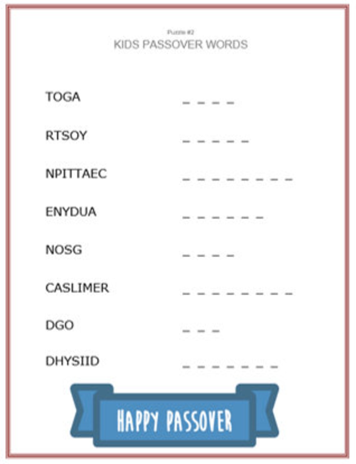 Passover Word Search, Printable Passover Word Search, Passover Activity ...