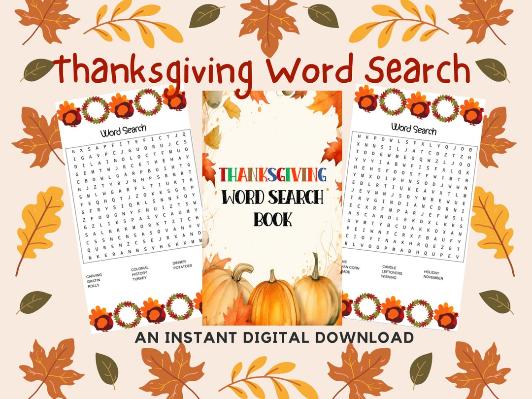 Thanksgiving Word Search Digital Download Book - Etsy