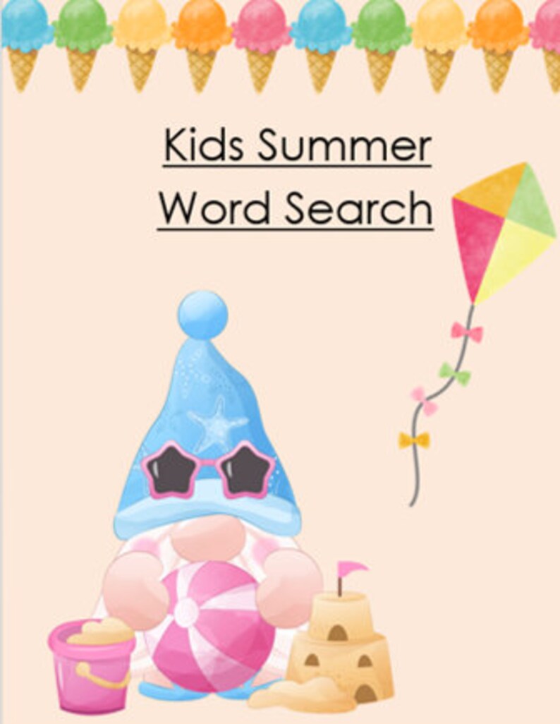 Kids Summer Word Search Printable Activity - Etsy