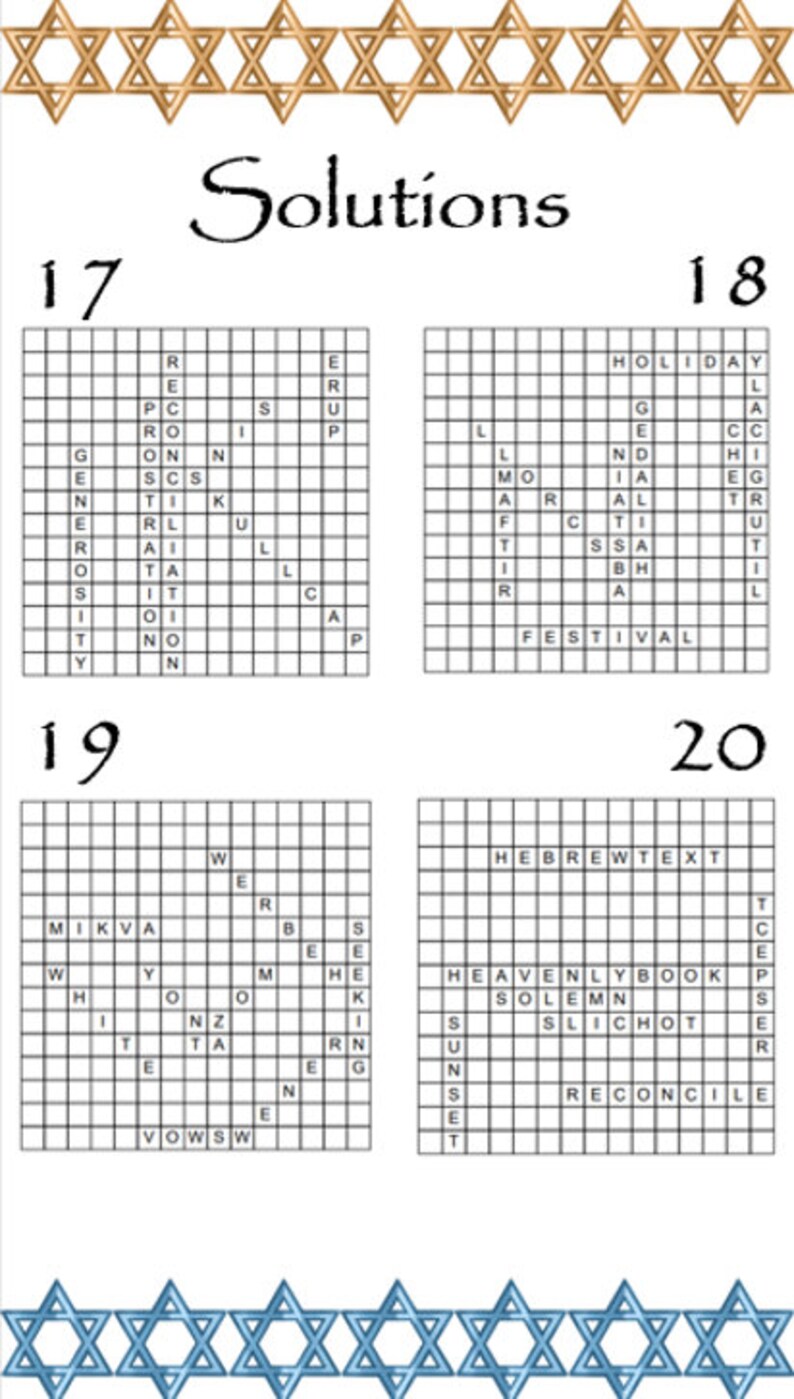 Kids Yom Kippur Word Search Activity Book Instant Download Digital - Etsy
