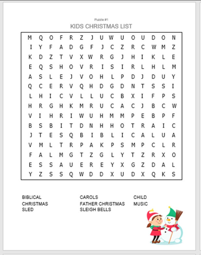Christmas Word Search Printable, Christmas Family Games, Holiday Family ...