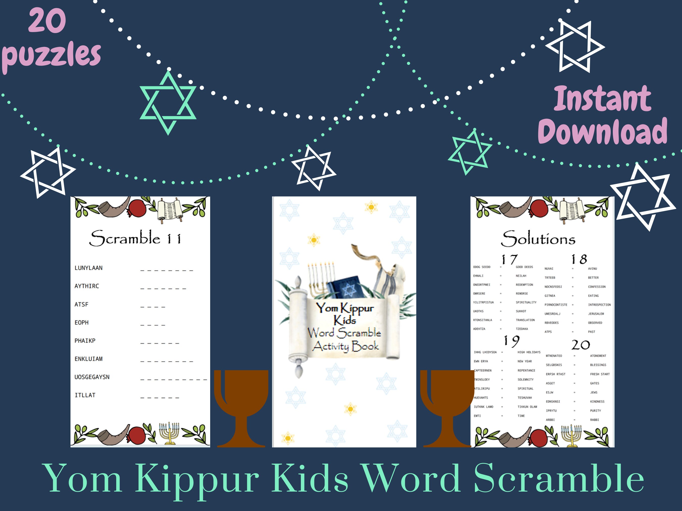 Yom Kippur Kids Word Scramble Activity Road Trip Book Downloadable ...