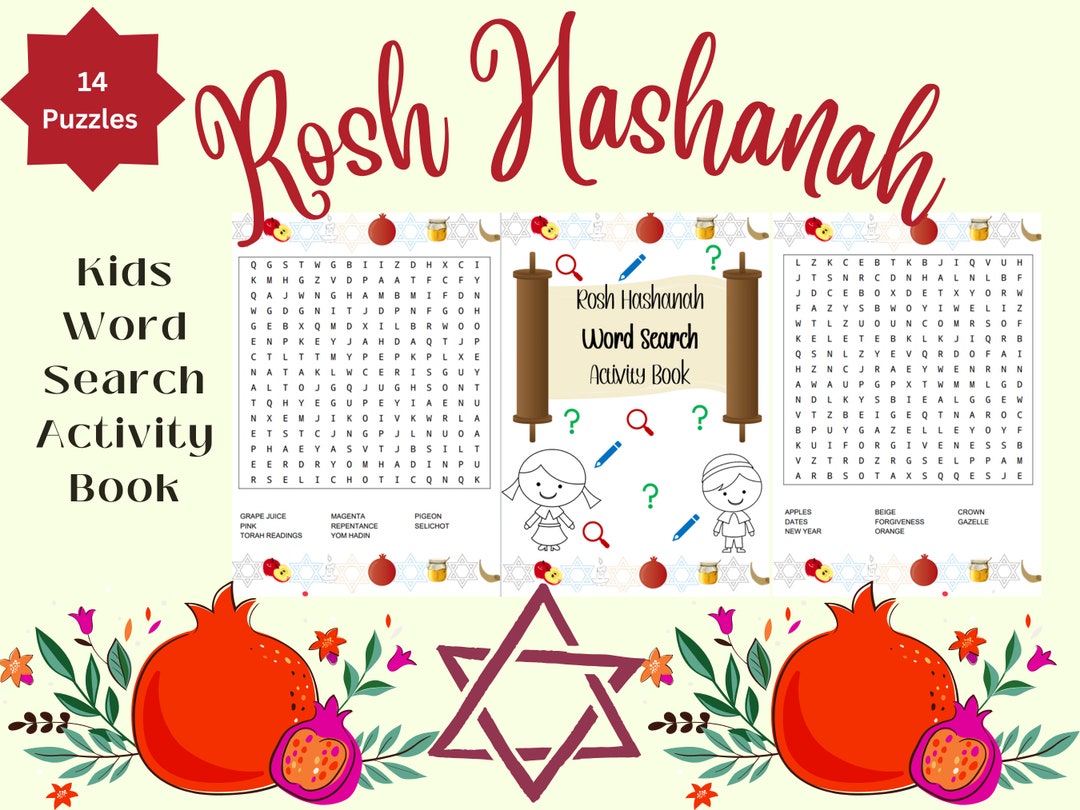 Rosh Hashanah Kids Word Search Activity Book - Etsy