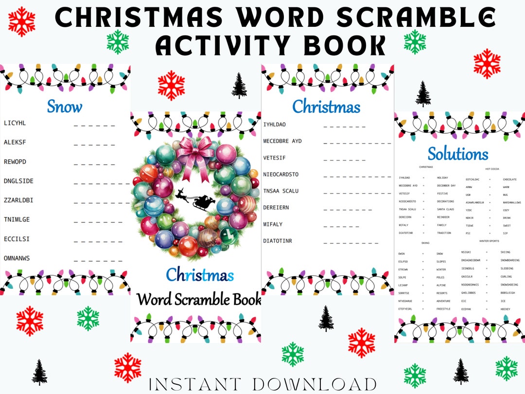Kids Christmas Word Scramble Digital Download Instant Activity Puzzle ...