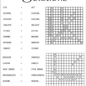 Yom Kippur Kids Word Activity Bumper Bundle Pack Instant Download ...