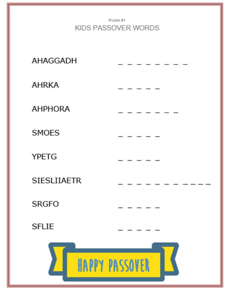 Passover Word Search, Printable Passover Word Search, Passover Activity ...