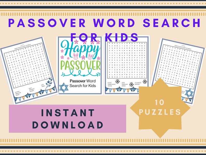 Passover Word Search, Printable Passover Word Search, Passover Activity ...