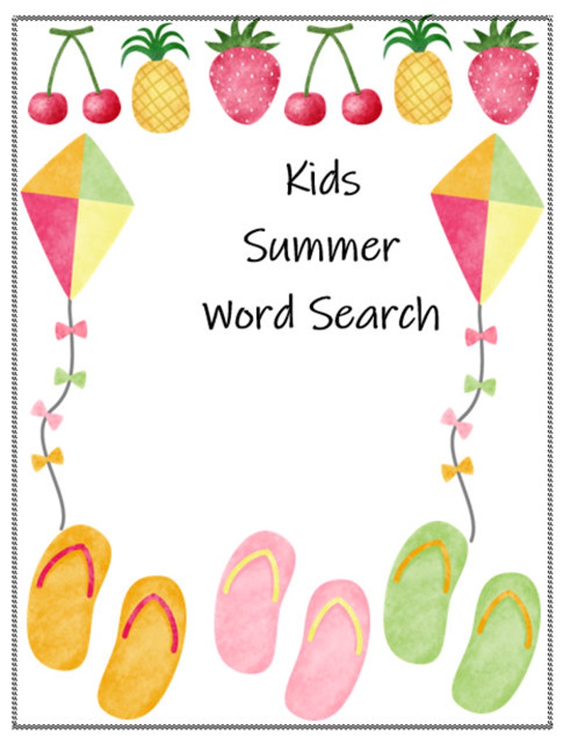 Kids Summer Word Search Printable Activity - Etsy