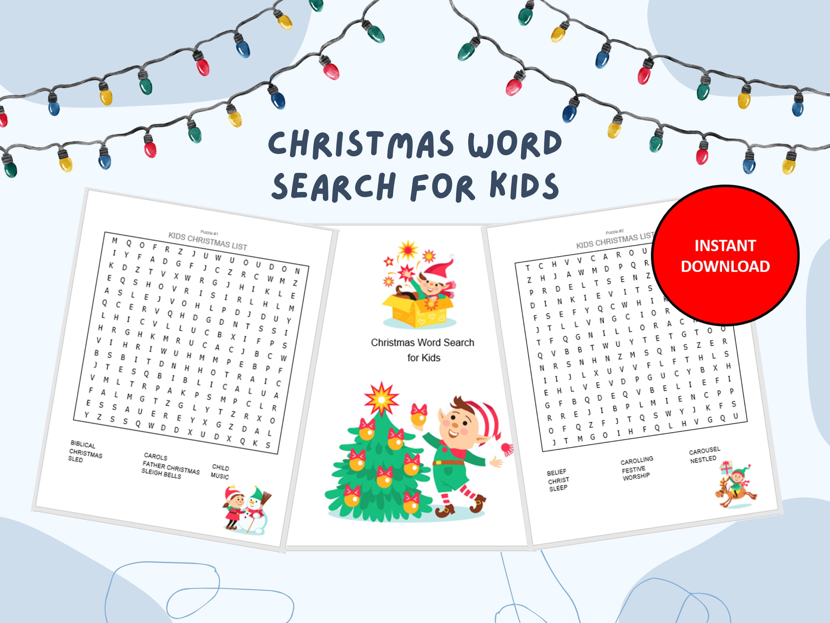 Christmas Word Search Printable, Christmas Family Games, Holiday Family ...