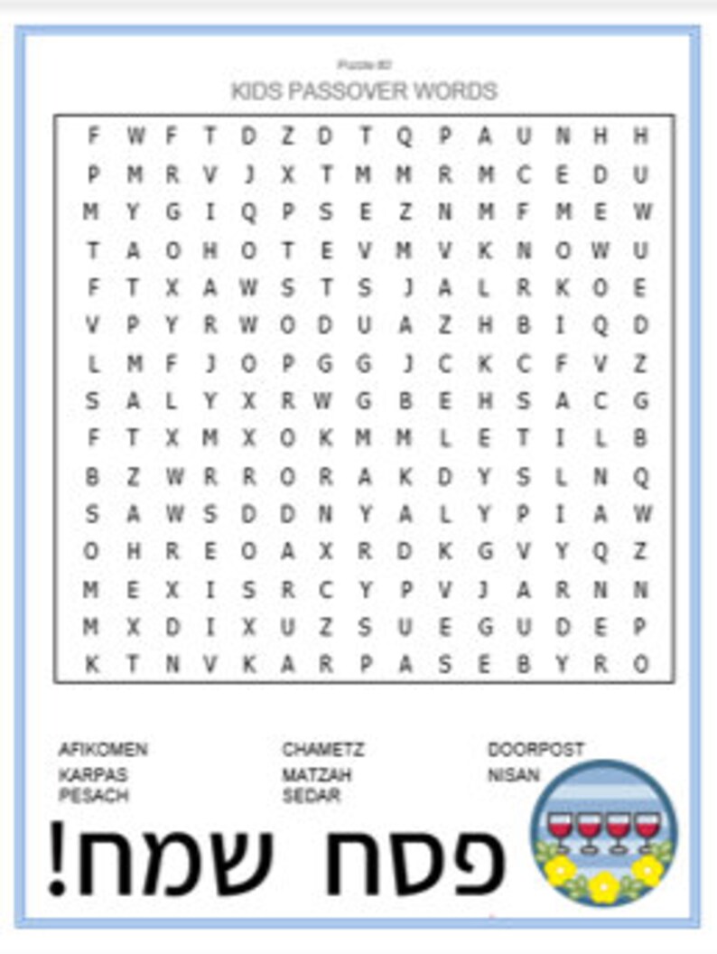 Passover Word Search, Printable Passover Word Search, Passover Activity ...