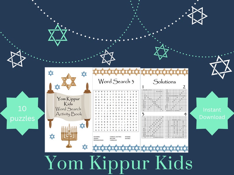 Yom Kippur Kids Word Search Activity Book - Etsy