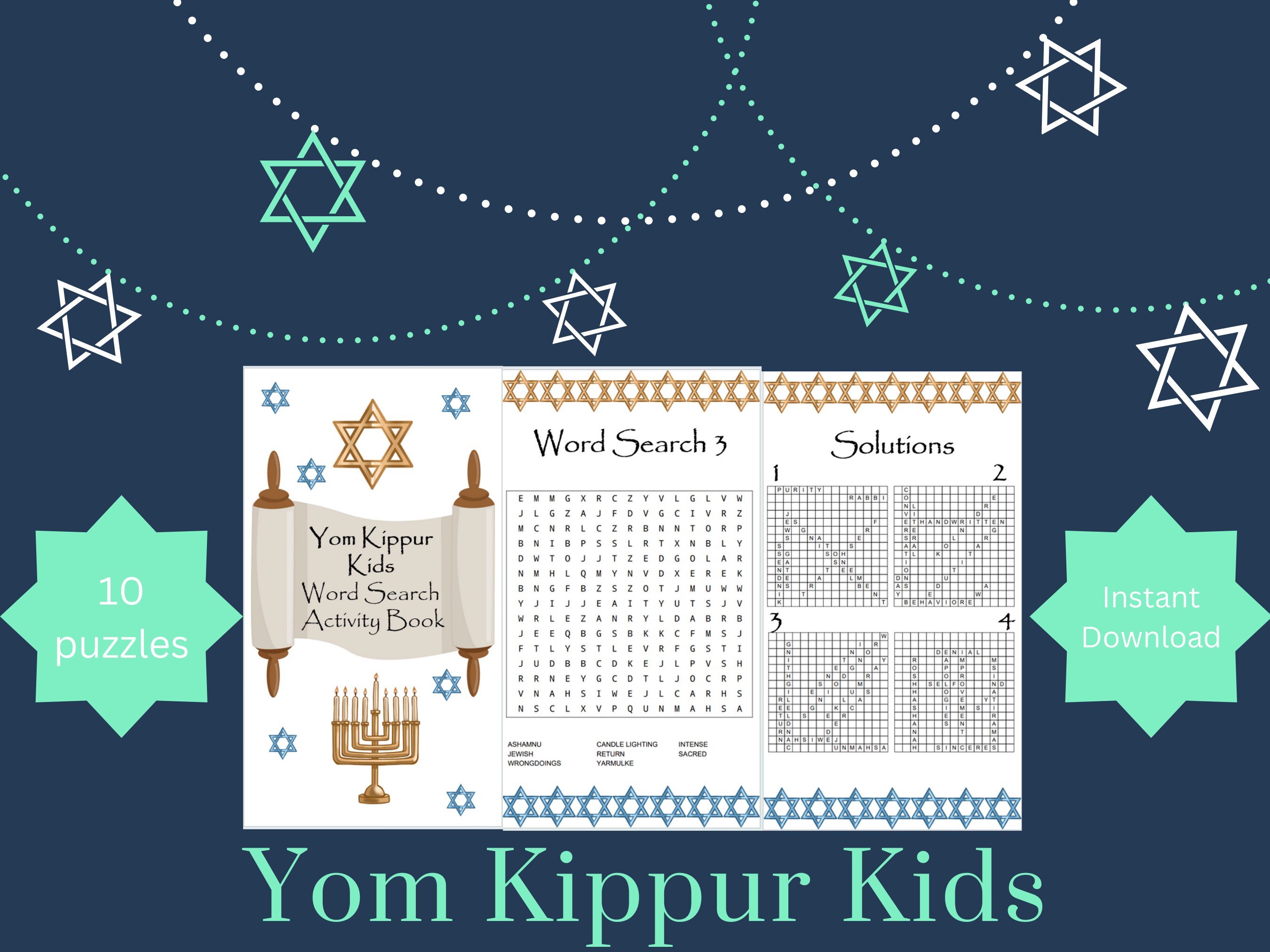 Yom Kippur Kids Word Search Activity Book - Etsy