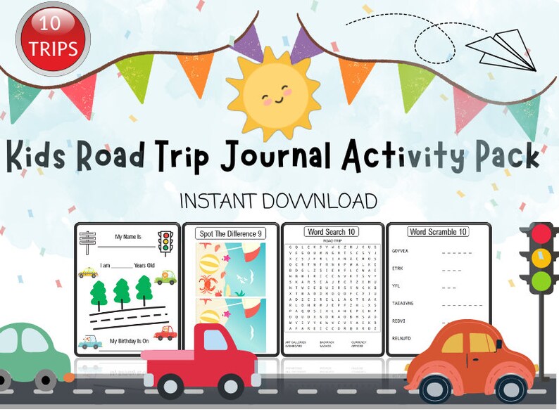 Kids Road Trip Journal Activity Pack - Etsy