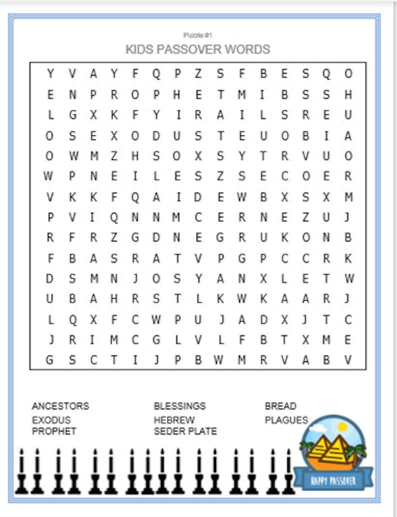 Passover Word Search, Printable Passover Word Search, Passover Activity ...