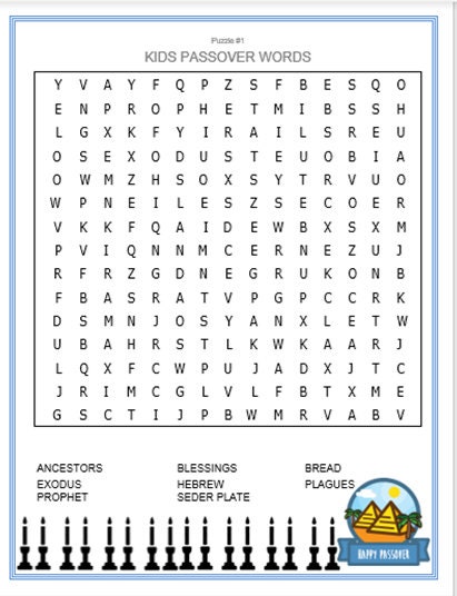 Passover Word Search, Printable Passover Word Search, Passover Activity ...