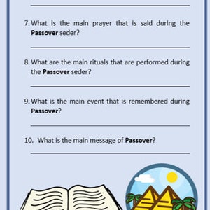 Passover Trivia Game, Printable Passover Trivia Game, Passover Activity for Kids, Passover Party ...