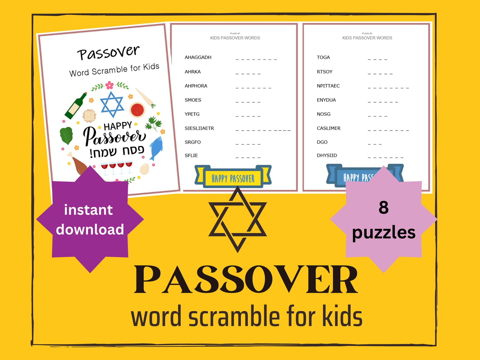Passover Word Search, Printable Passover Word Search, Passover Activity ...