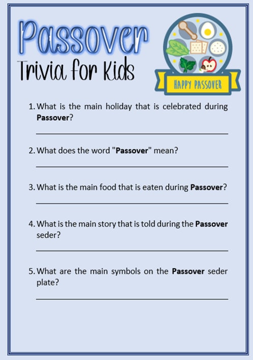 Passover Trivia Game, Printable Passover Trivia Game, Passover Activity ...