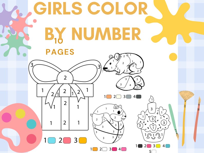 Girls Themed Color by Number Worksheets, Paint by Numbers Activity ...