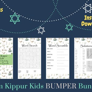 Yom Kippur Kids Word Activity Bumper Bundle Pack Instant Download ...