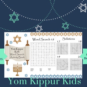 Kids Yom Kippur Word Search Activity Book Instant Download Digital - Etsy