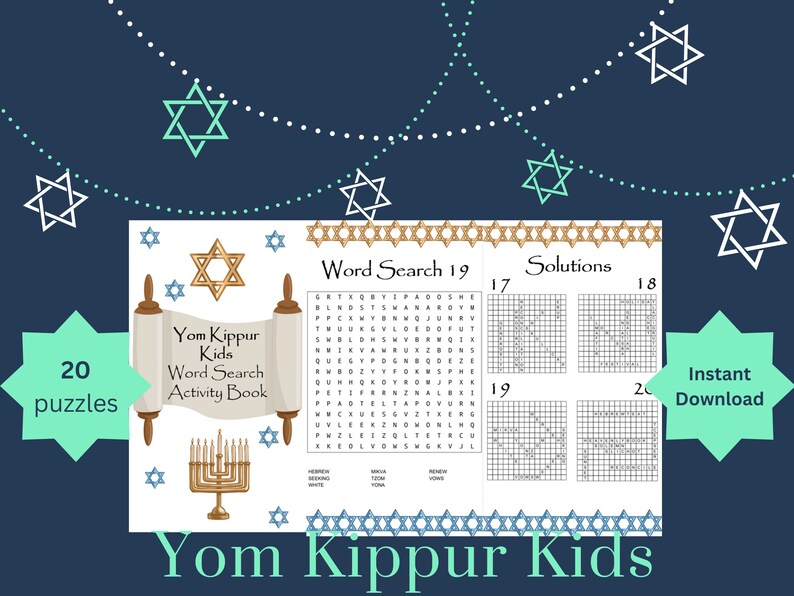 Kids Yom Kippur Word Search Activity Book Instant Download Digital - Etsy