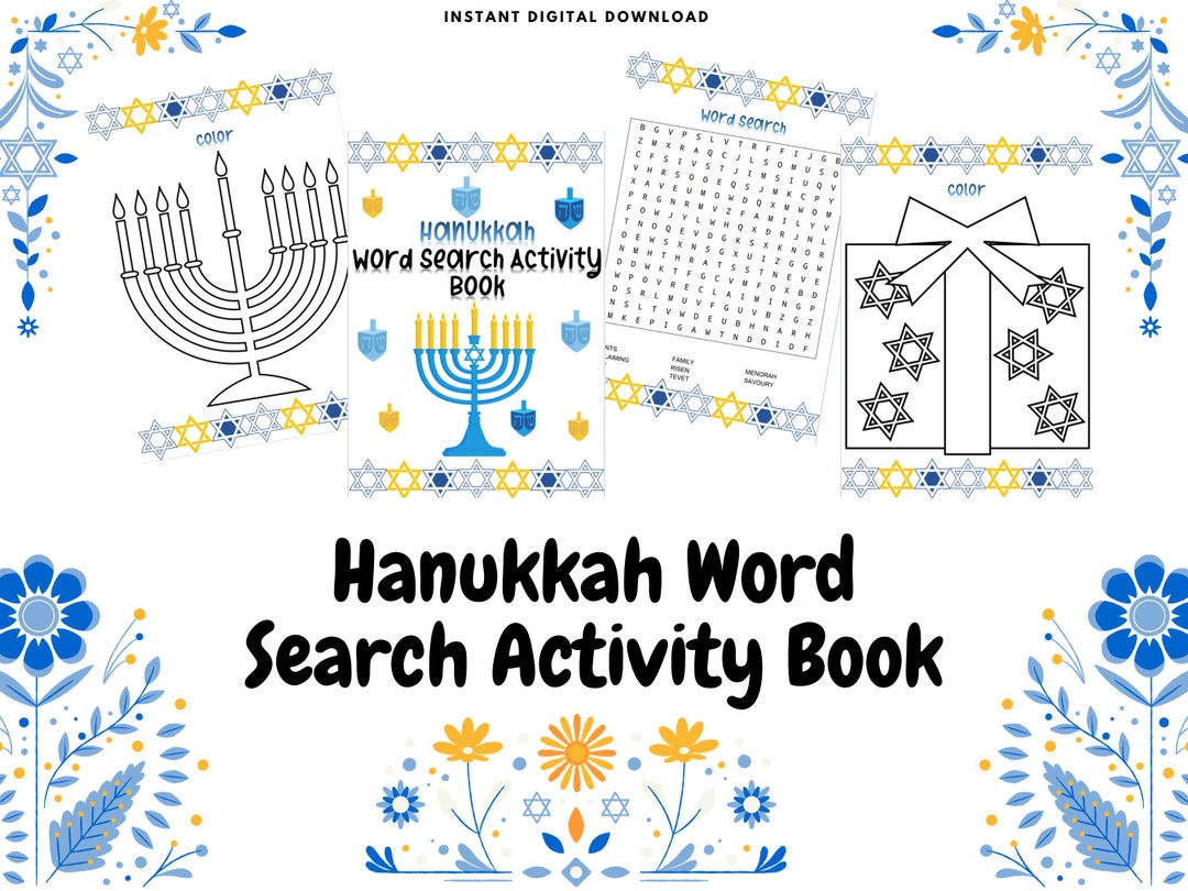 Hanukkah Word Activity Color Dot to Dot Digital Download Book - Etsy