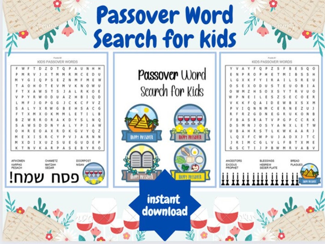 Passover Word Search, Printable Passover Word Search, Passover Activity ...