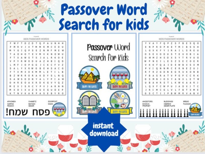 Passover Word Search, Printable Passover Word Search, Passover Activity ...