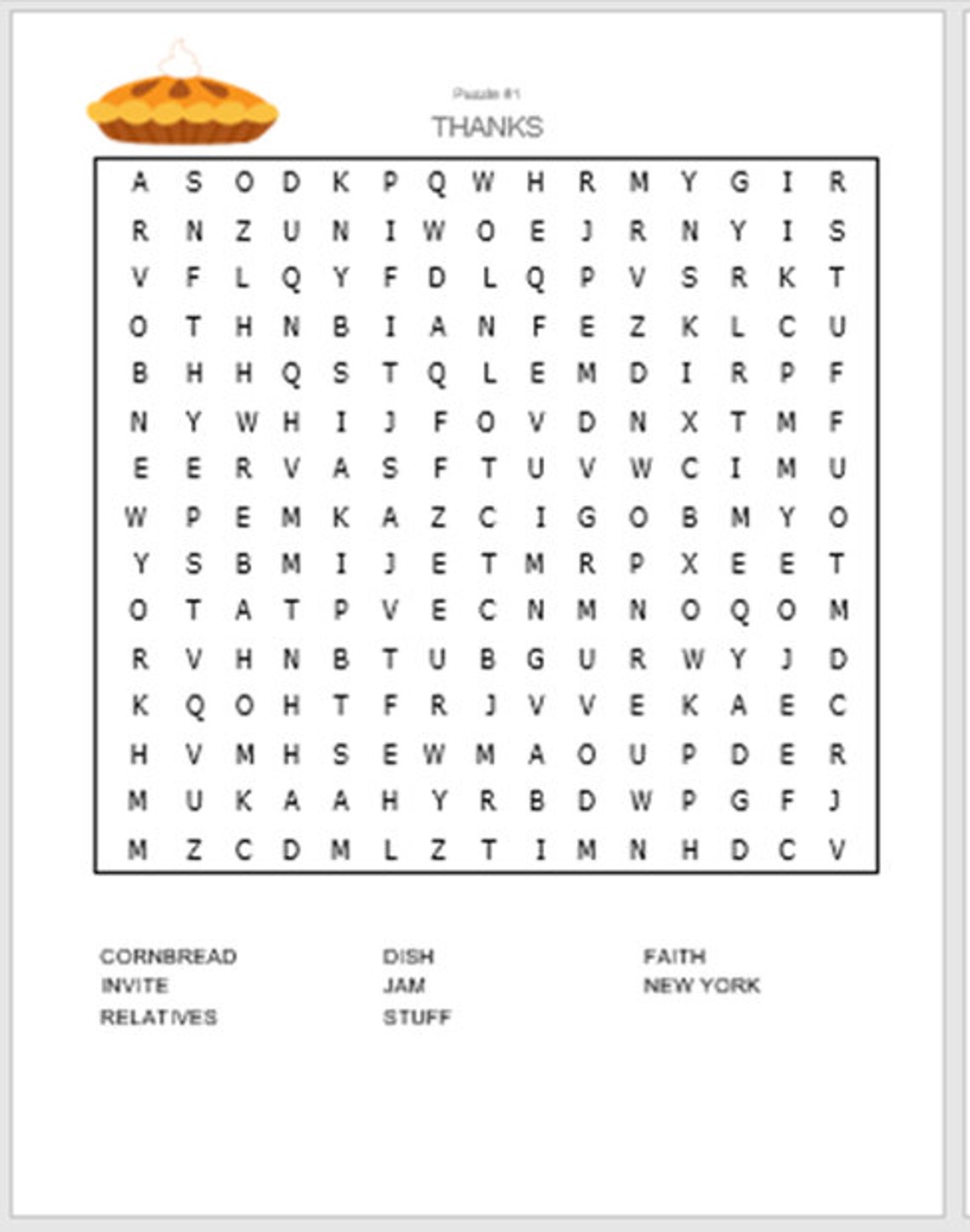 Thanksgiving Word Search Printable, Thanksgiving Game, Thanksgiving ...