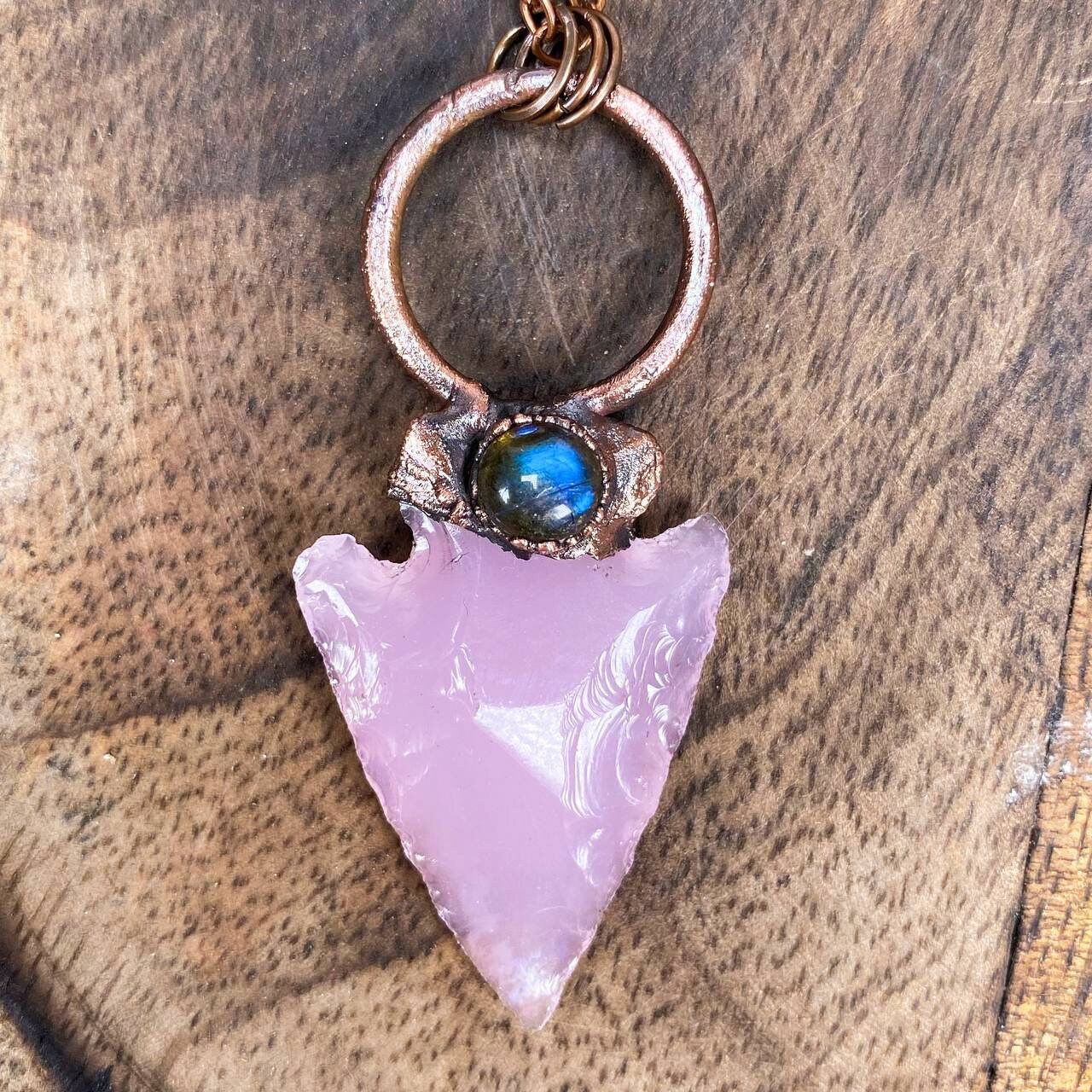Freya Necklace, Norse Pagan Jewelry, Rose Quartz Labradorite Pendant ...