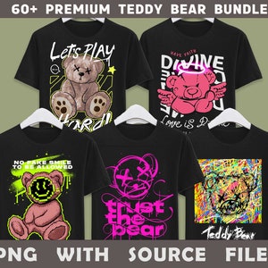 Teddy Bear T-shirt Design Bundle: Urban Pop Culture (PNG, EPS, SVG) - Etsy