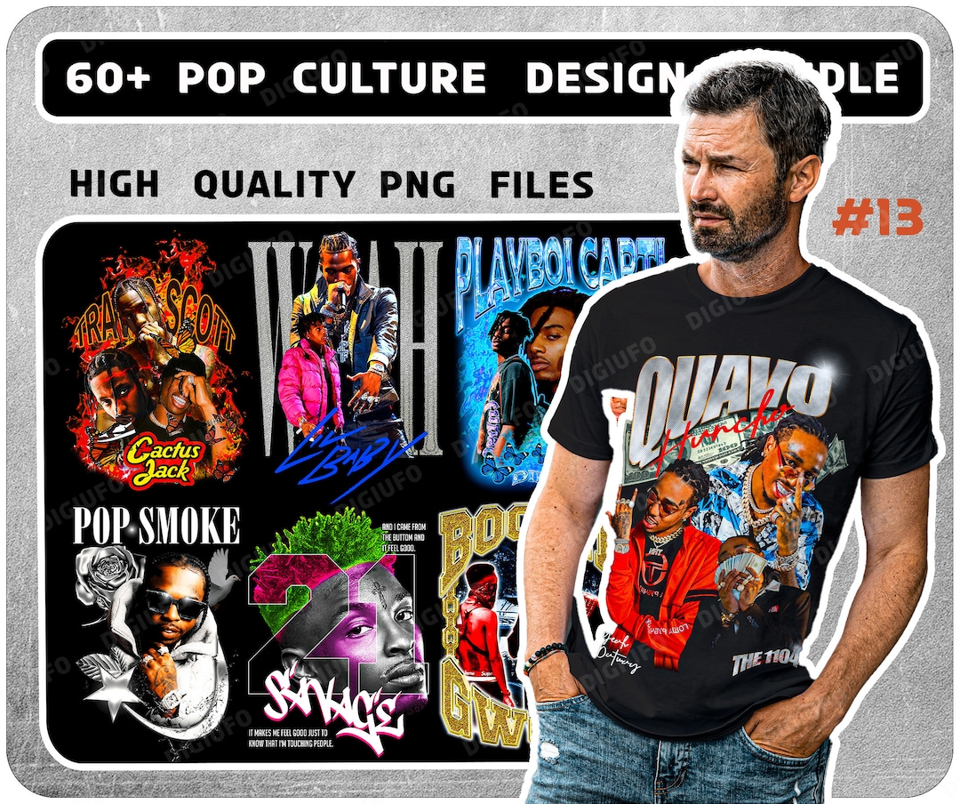 60+ Pop Culture T-shirt Designs: PNG Bundle (digital Download) - Etsy